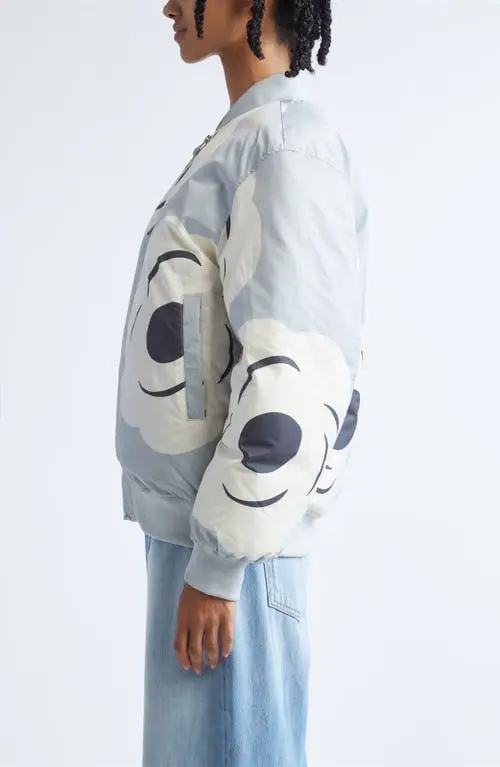 Marimekko Blossa Unikko Bomber Jacket In Grey Off White Dark Grey